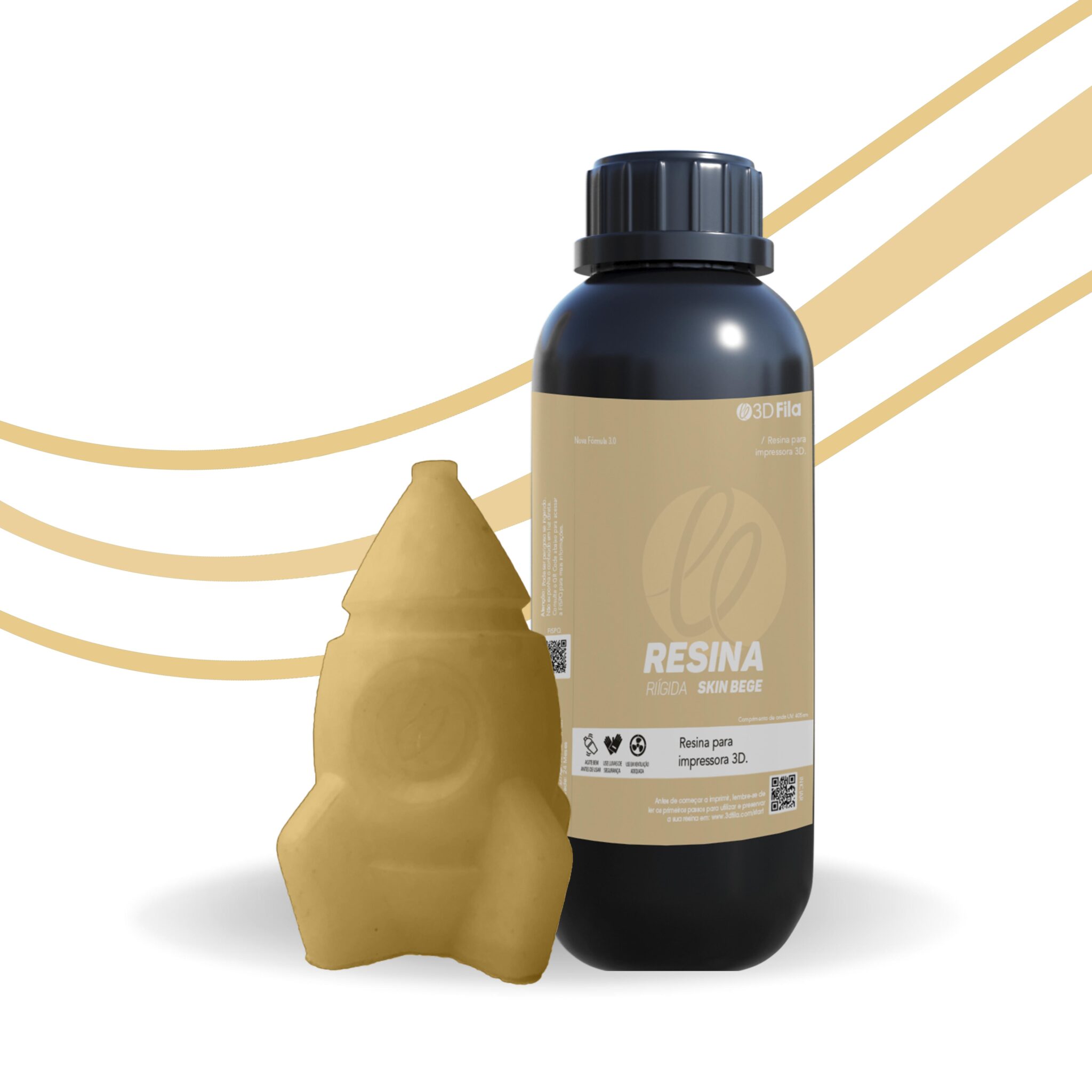 Resina 3D Skin Bege (opaca) 1kg LCD - 1KG - 3D Fila